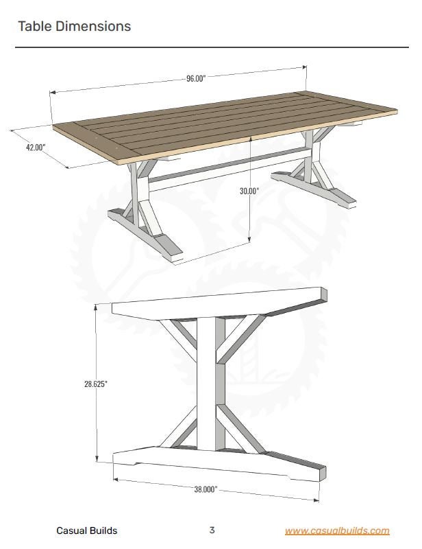 Farmhouse Style Dining Table - Digital Build Plans — Casual Builds