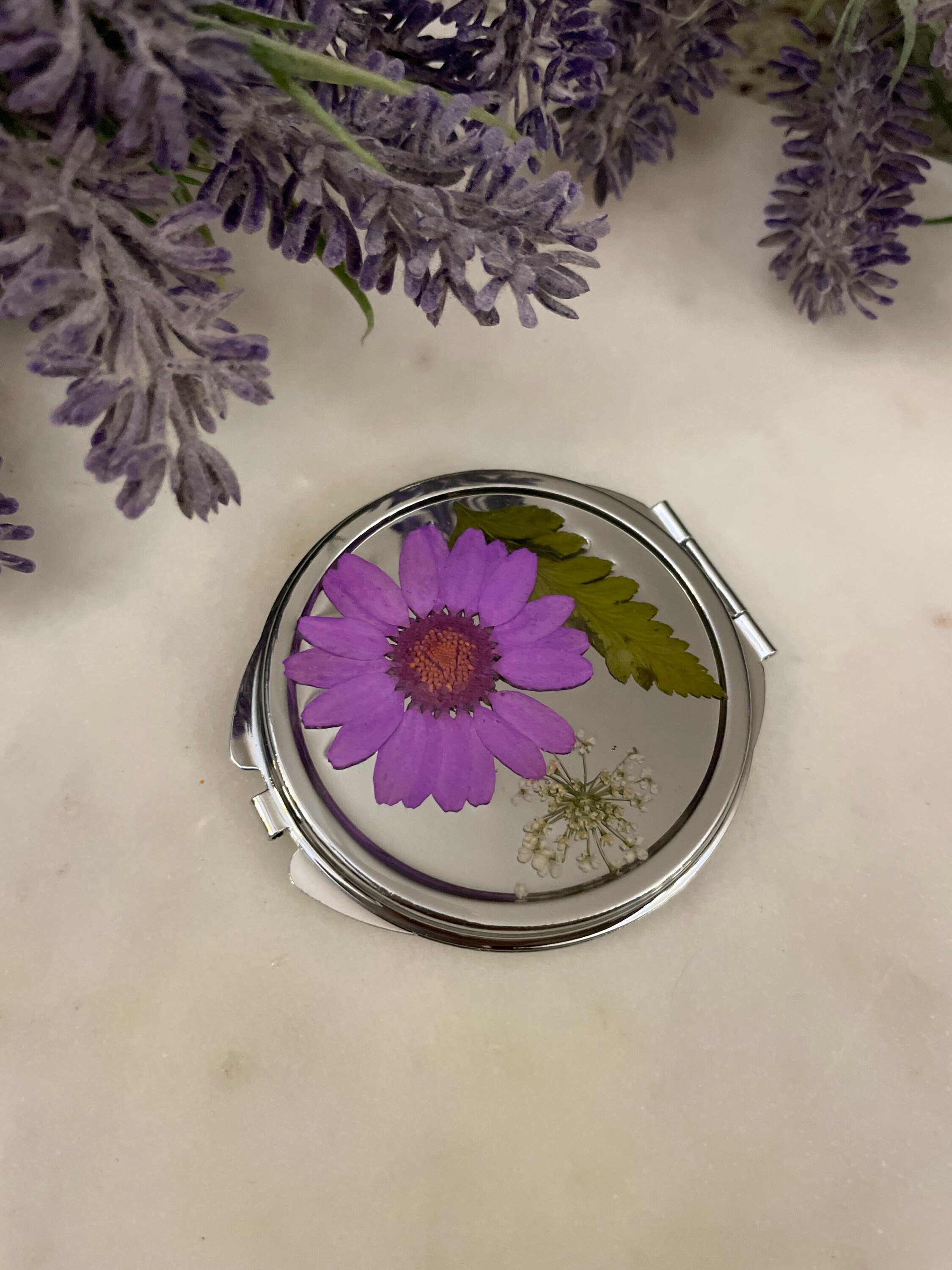 Handmade Pressed Flower Compact Mirror - Etsy