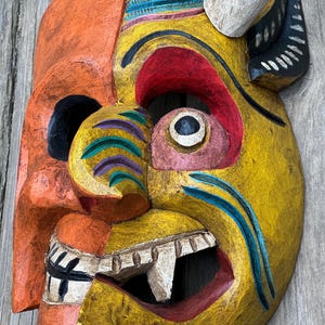 Wood Mask- Hand Carved Mask- Devil Mask- Mexican Mask- - Etsy