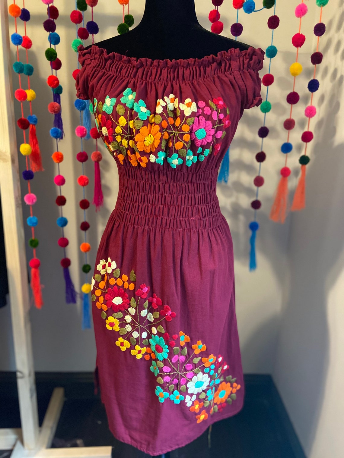 Dress Hand Embroidered Dress Mexican Embroidered Dress - Etsy