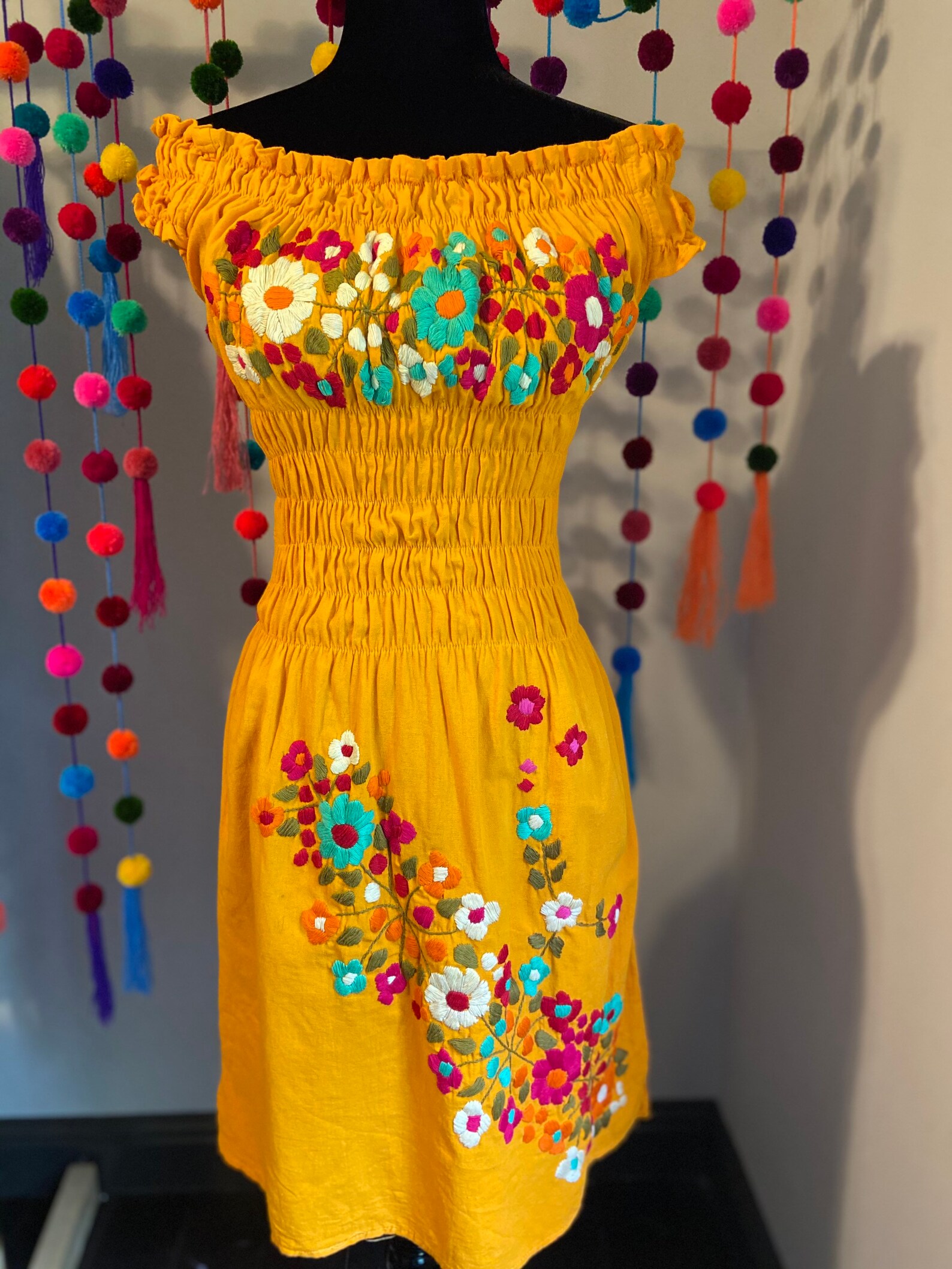 Dress Hand Embroidered Dress Mexican Embroidered Dress - Etsy