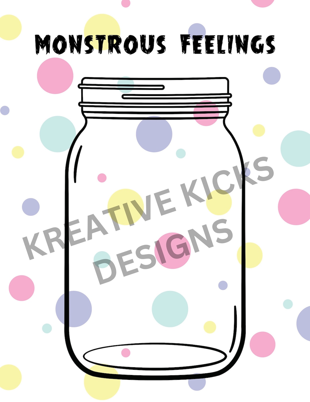 Monster Feeling Mason Jar Template - Etsy
