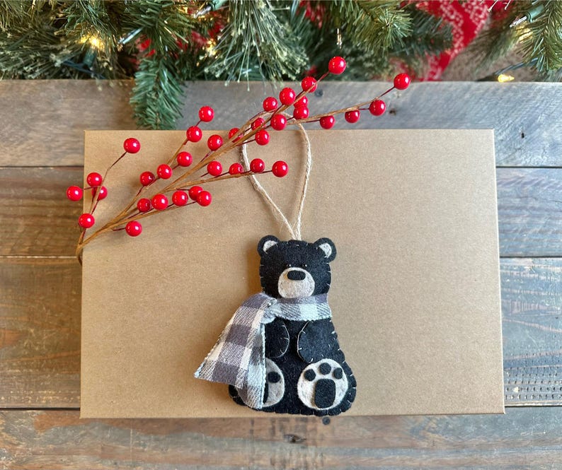 Felt Christmas Polar Bear Ornament - Grey, Gift Idea, Stocking Filler ...