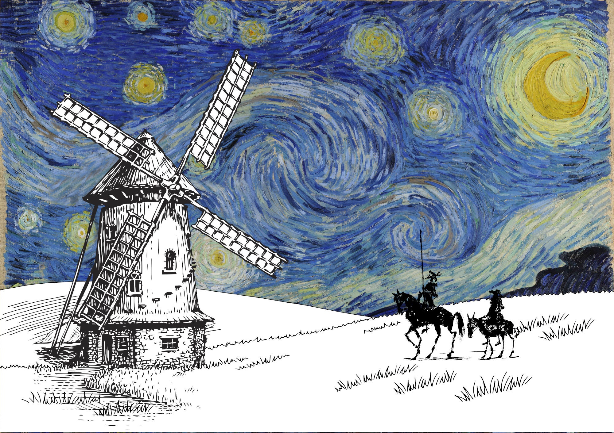 Don Quixote in a Starry Night Poster Van Gogh Don Quixote - Etsy