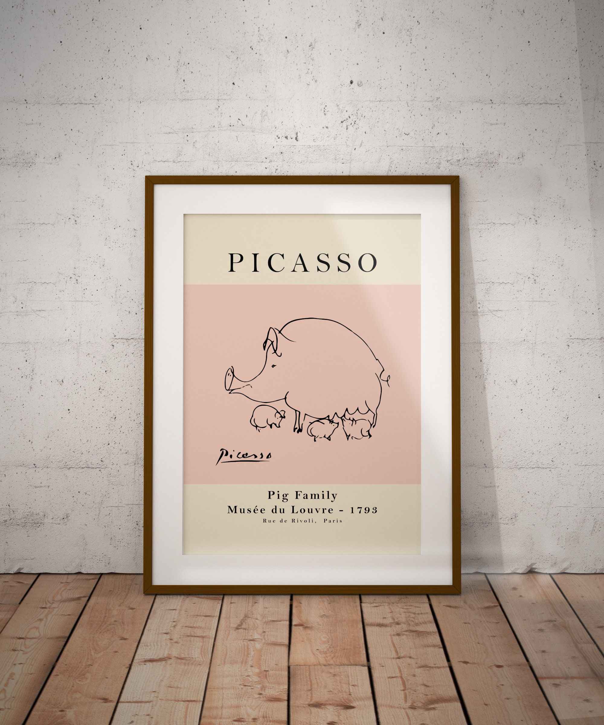 Picasso the Pig Family, Exhibition Vintage Line Art Poster, Minimalist ...