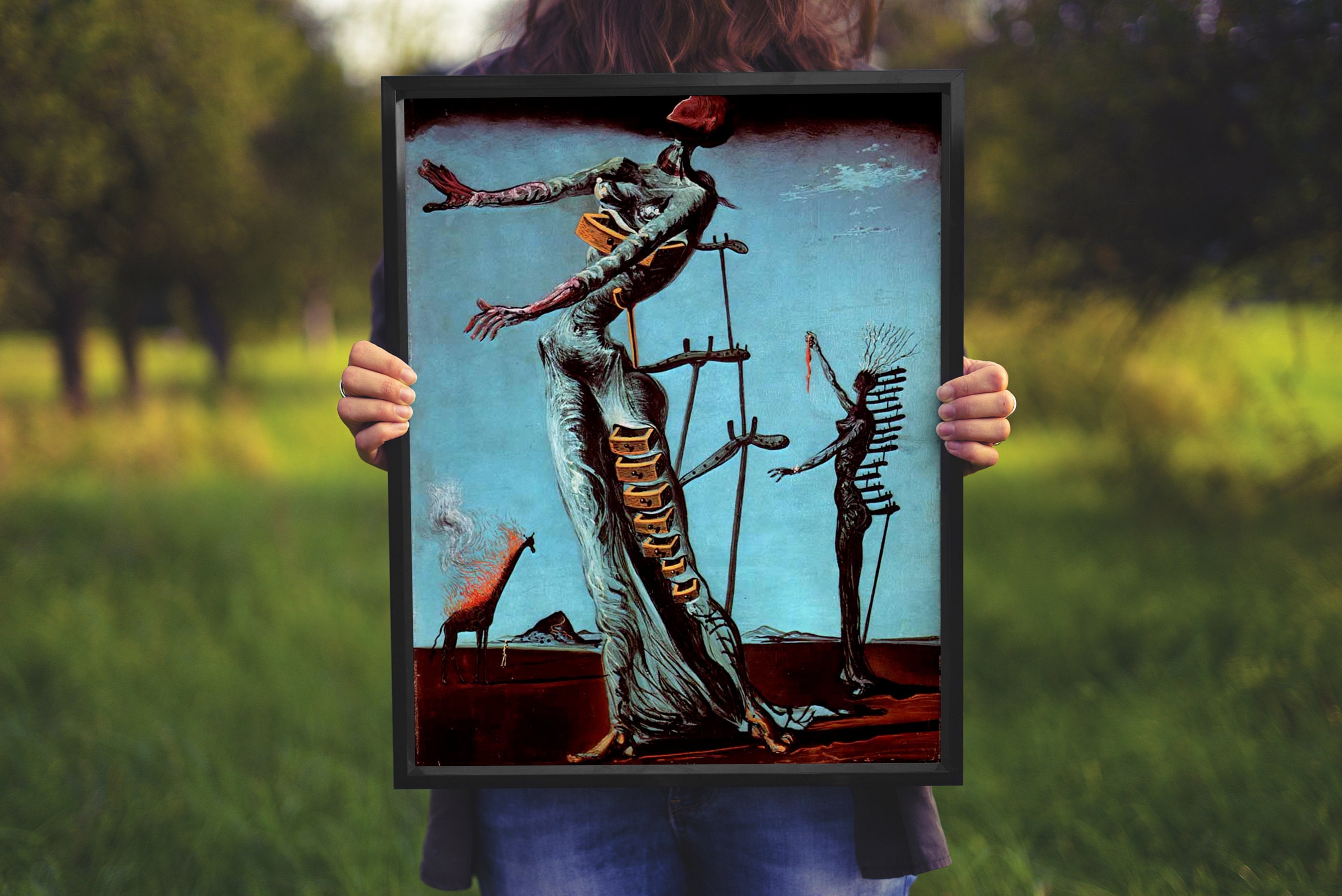 The Burning Giraffe, by Salvador Dali, Print Art Poster Framed, Large ...