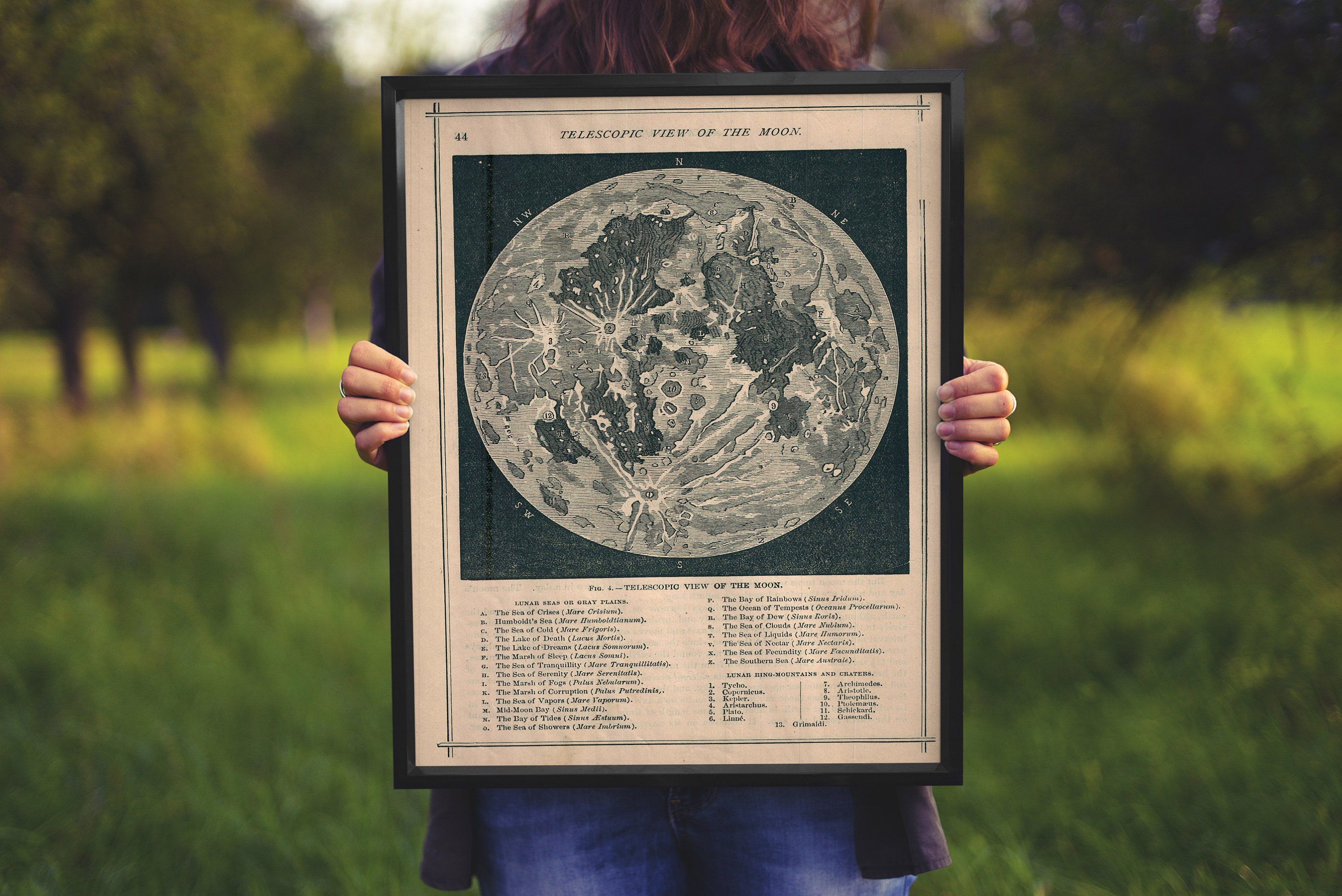 Vintage Moon Map, Vintage Lunar Map of the Moon, Antique Moon Print ...