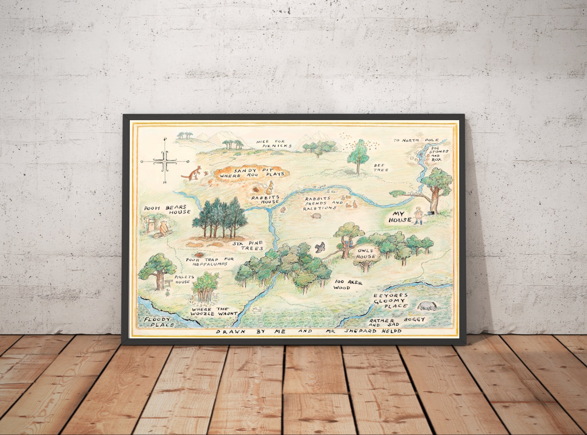 100 Acre Wood Map Sign. Classic Winnie the Pooh Nursery. - Etsy