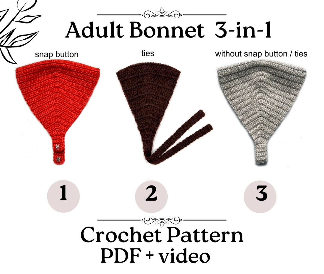 Crochet Bonnet PATTERN EASY in ENGLISH - Tutorial Vintage Hat - Trendy ...