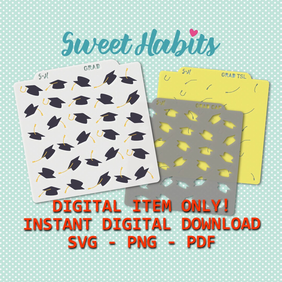 Graduation Caps and Tassel Set Stencils Set - SVG Digital Cut File ...