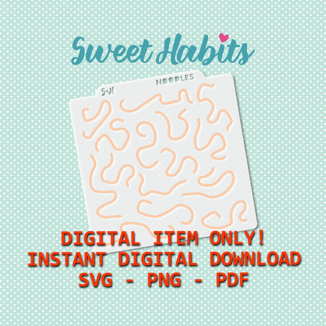 Noodles Squiggles Worm Stencils Set SVG Digital Cut File Printable PDF ...