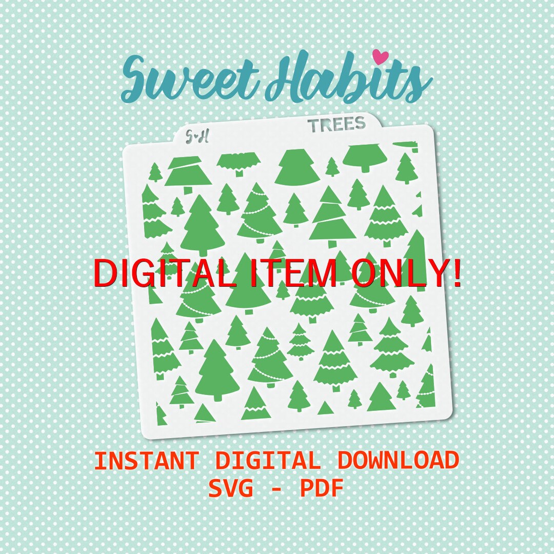Trees Pattern Cookie Stencils - SVG Digital Cut File Printable PDF PNG ...