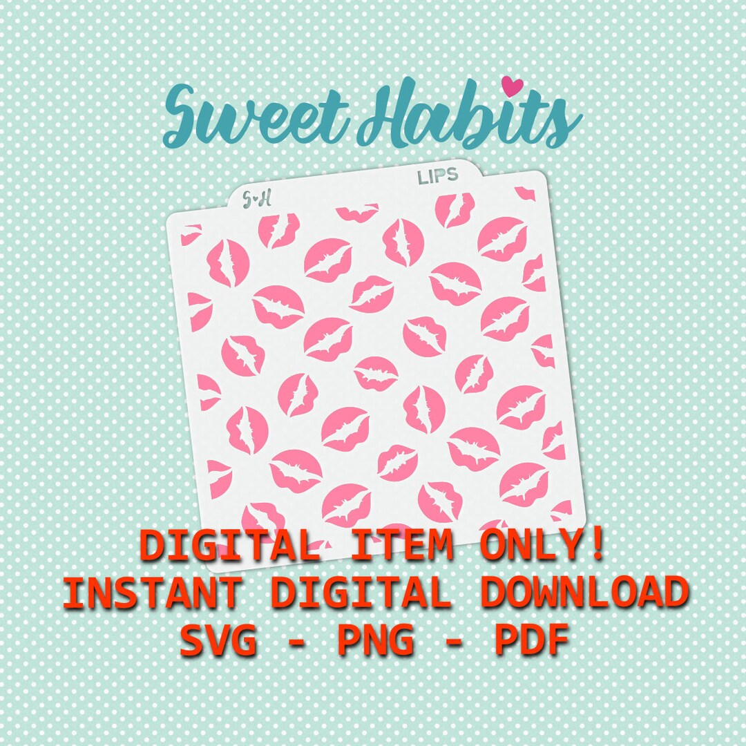 Kiss Lips Stencil - SVG Digital Cut File Printable PDF PNG - Etsy