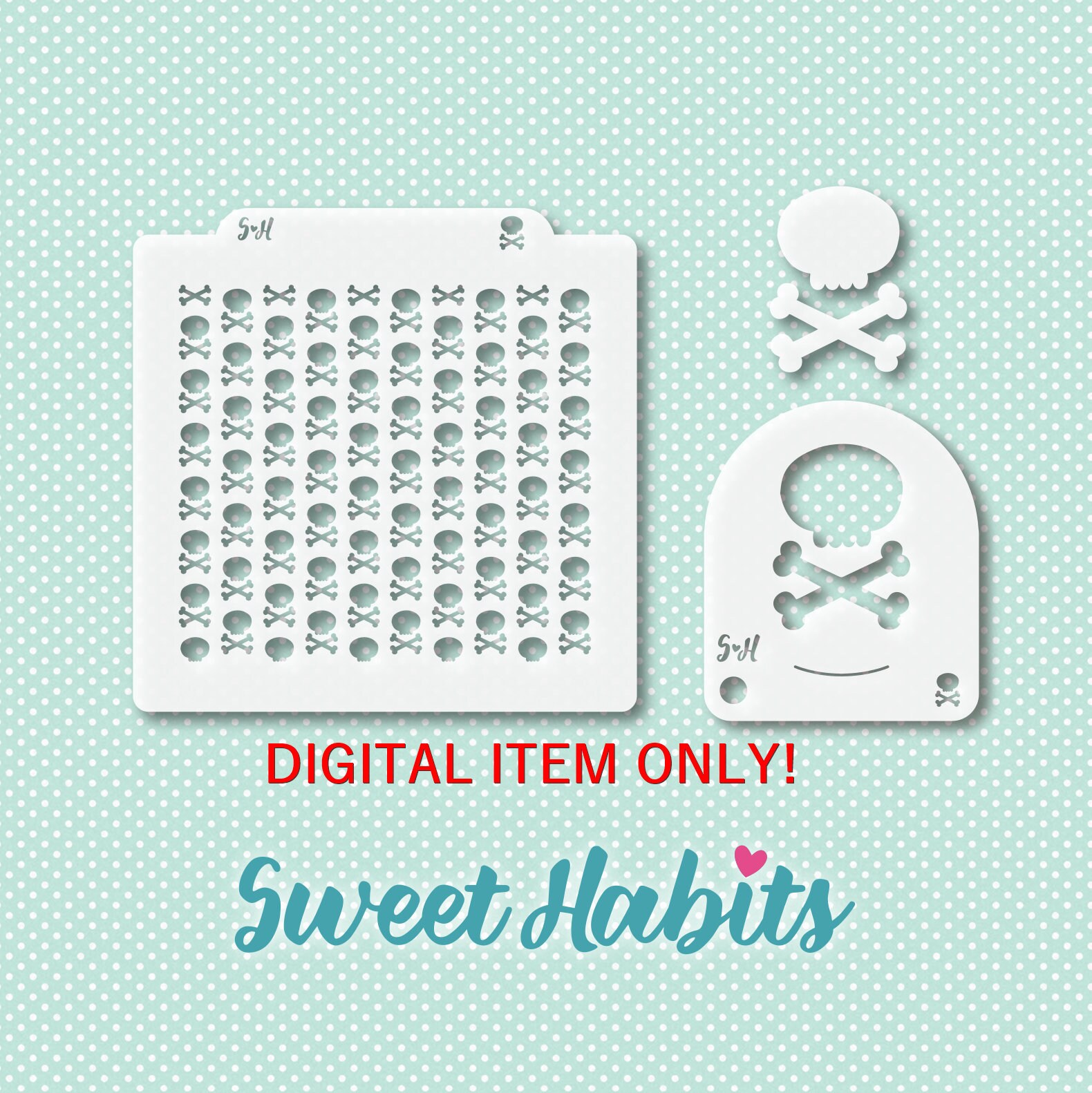 Skull Crossbones Cookie Stencils SVG Digital Cut File | Etsy