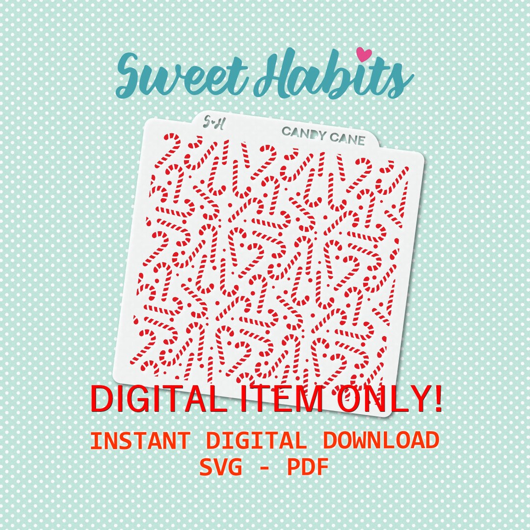 Peppermint Candy Cane Pattern Cookie Stencils - SVG Digital Cut File ...