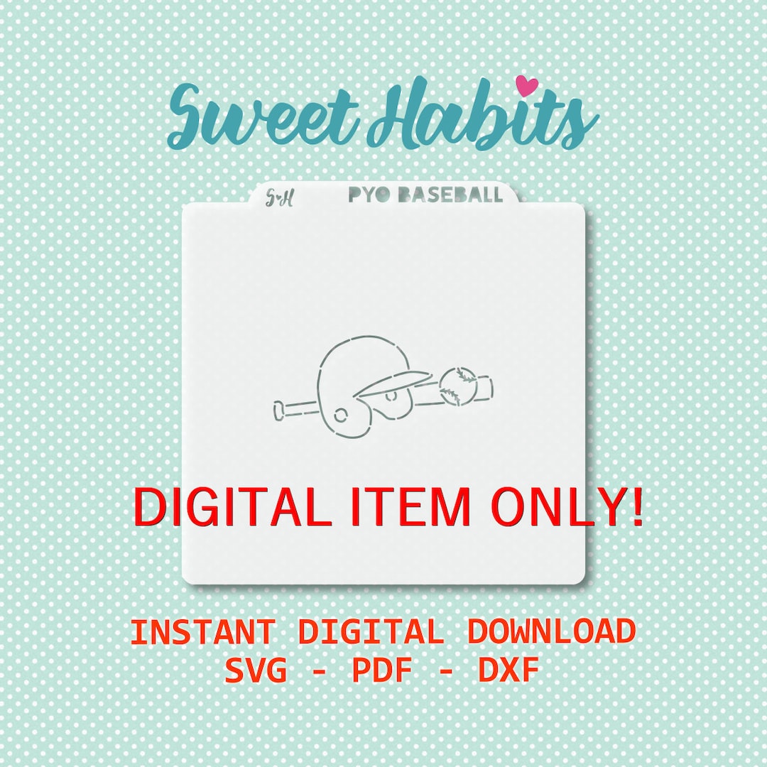 Baseball Helmet Bat PYO Paint Your Own Cookie Stencils Set - SVG ...
