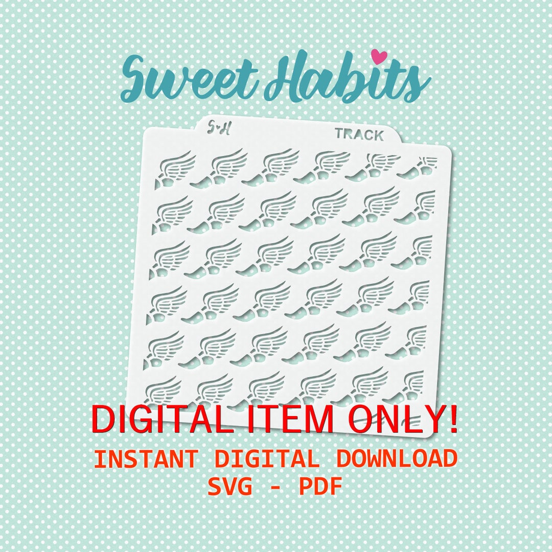 Track and Field Winged Foot Pattern Cookie Stencils - SVG Digital Cut ...