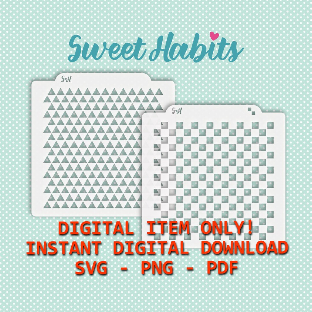 Checkered Squares and Triangles Cookie Stencils - SVG Digital Cut File ...