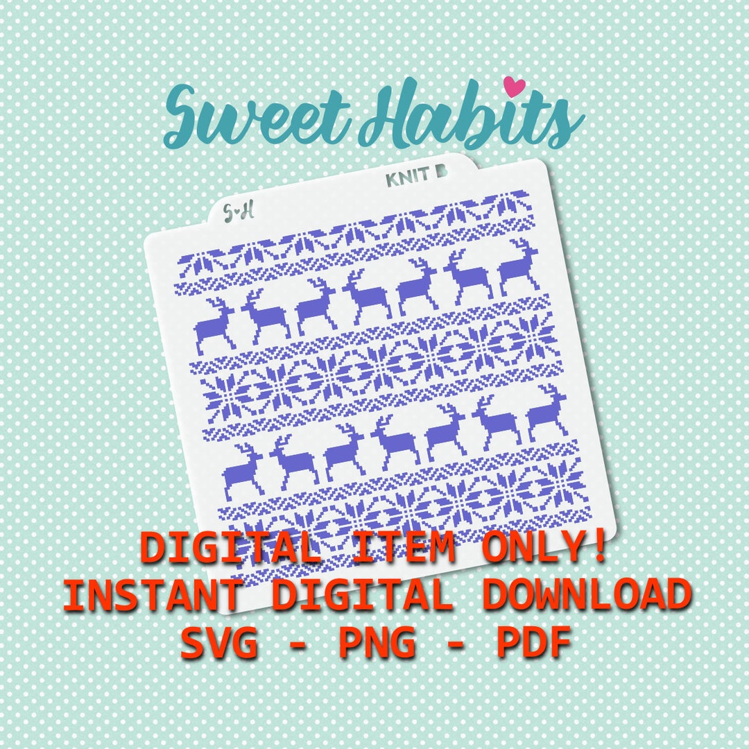 Sweater Knit Deer Snowflake Pattern Background Cookie Stencils - SVG ...