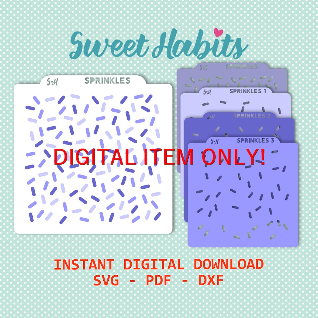 Sprinkle Confetti Multicolor Cookie Stencils Set - SVG Digital Cut File ...