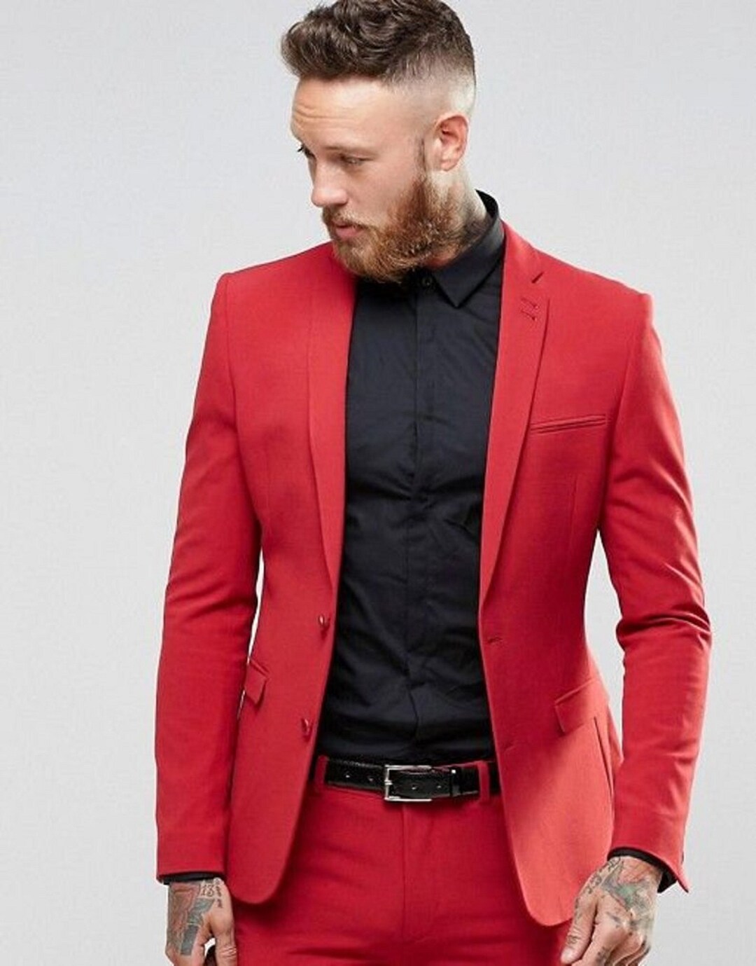 Men Suit Red Premium 2 Piece Suit Body Fit One Button Formal - Etsy