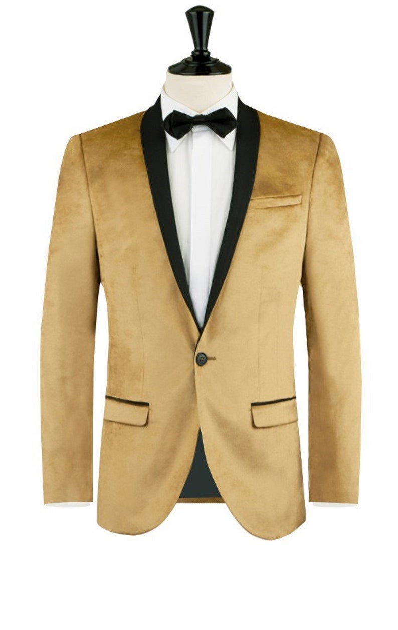 Men Elegant Luxury Golden Velvet Jacket Grooms Wedding Dinner Party ...
