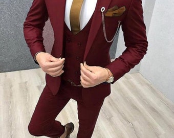 Burgundy Suit Slim Fit - Etsy