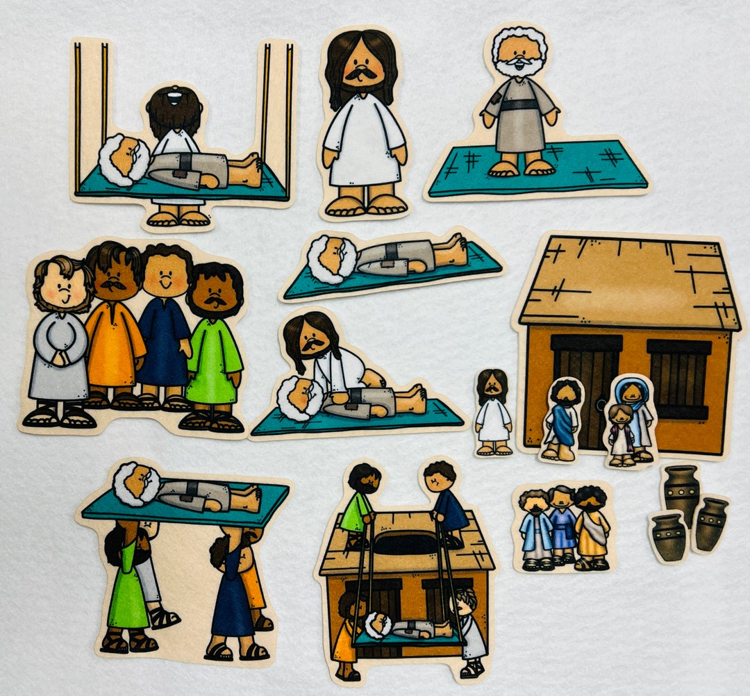 Jesus Heals a Man With Palsy Paralyzed Felt Figures for Bible Felt ...