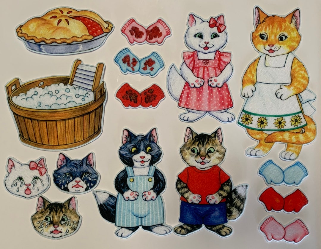 Three Little Kittens Felt Figures Flannel Board Story Set Felt Board ...