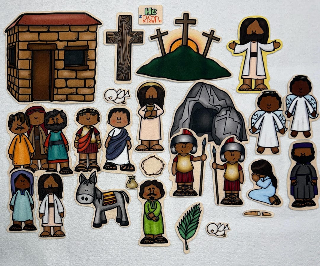 He is Risen Easter Felt Set Dark Skinned for Bible Felt Flannel Board ...