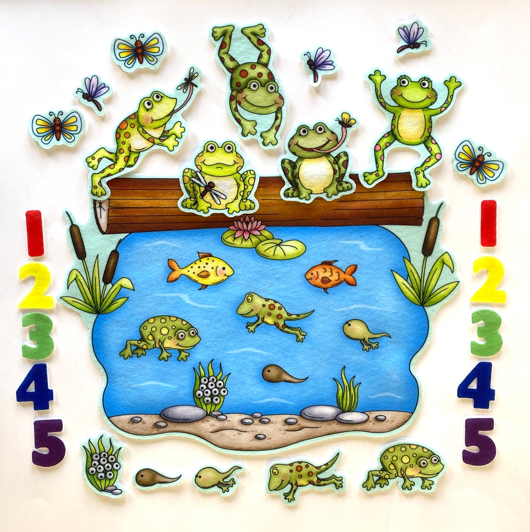 Five Speckled Frogs Felt Figures Flannel Board Story Set Felt Board ...