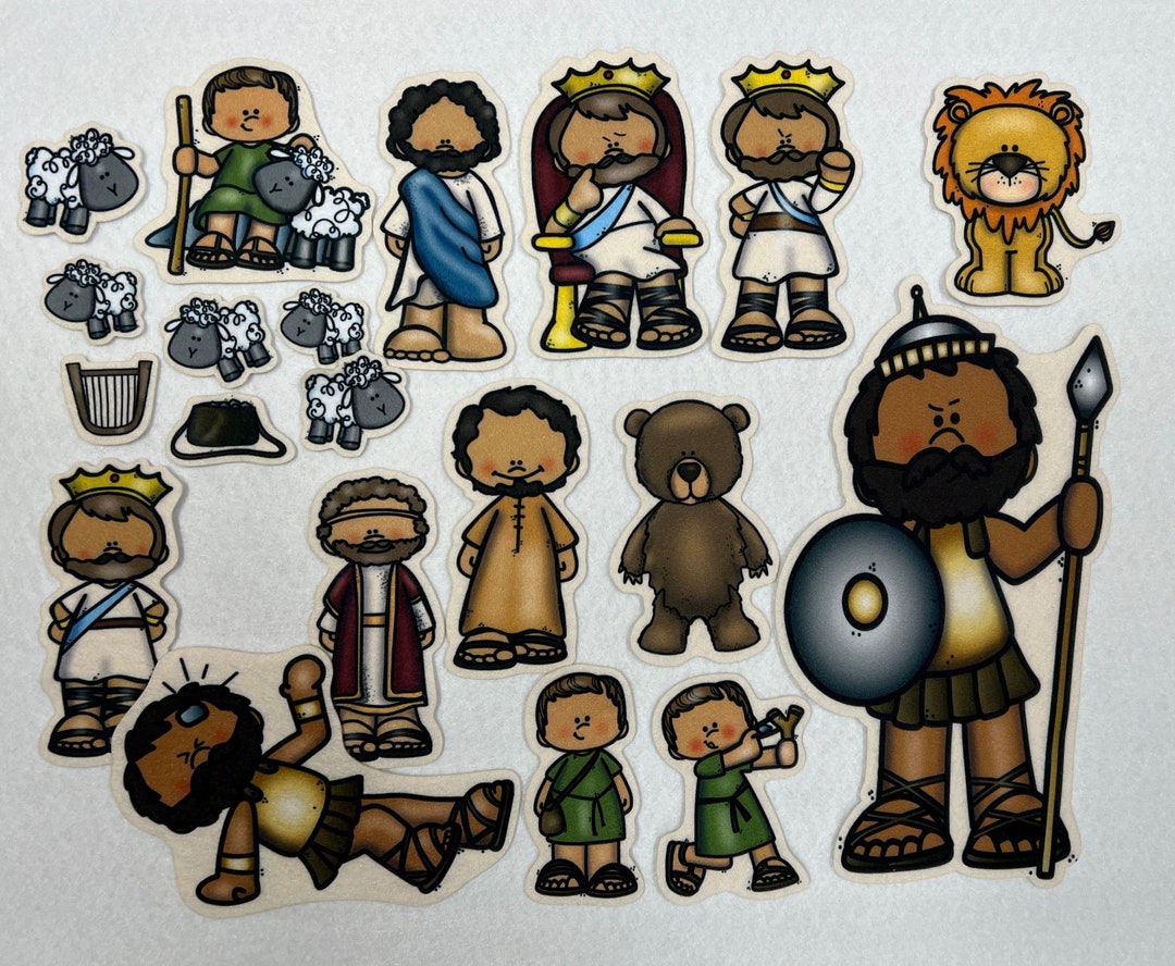 David and Goliath and King Saul David Plays Harp Felt Figures for Bible ...