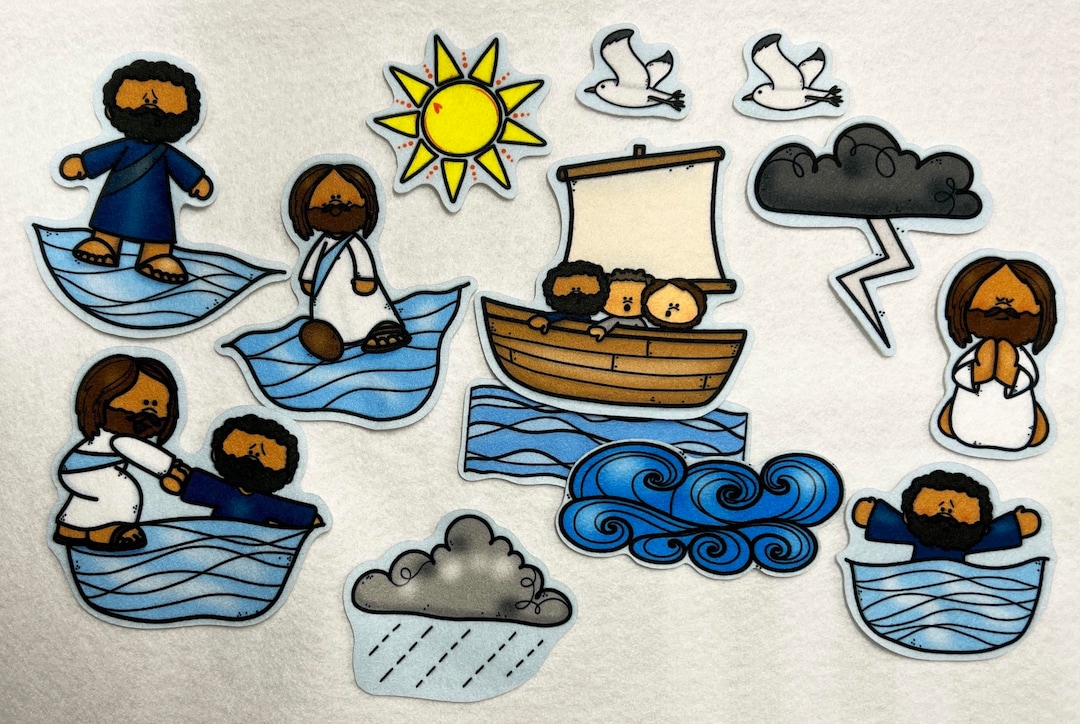 Jesus Walks on Water Felt Figures for Bible Flannel Board Stories New ...