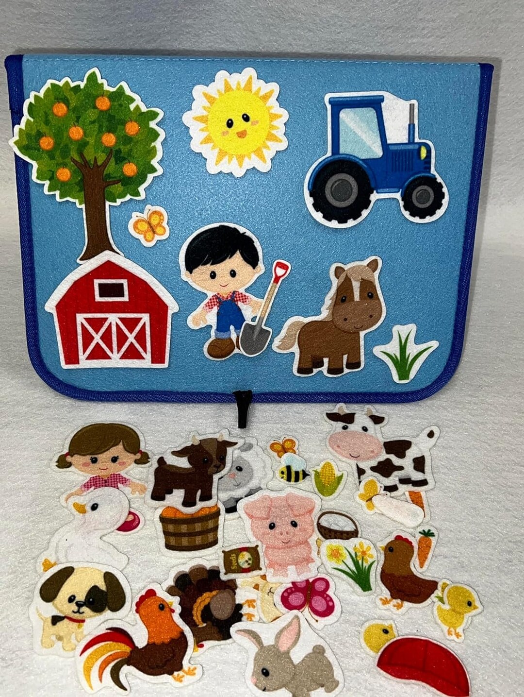 37 Pc Farm Animals Felt Figures & Flannel Board Story Set Felt Board ...