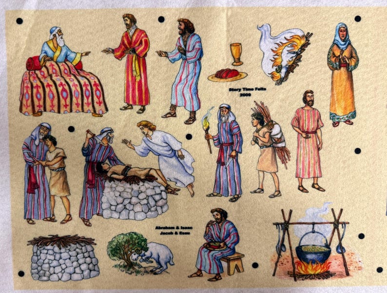 Abraham Isaac Jacob Esau Felt Figures for Bible Felt Flannel Board ...