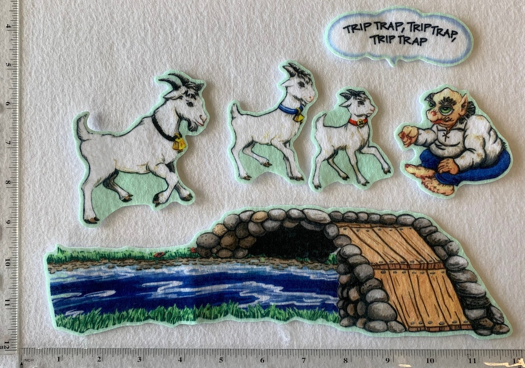 Three Billy Goats Gruff Felt Figures Flannel Board Story Set Felt Board ...