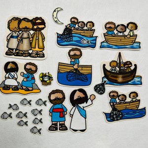 Jesus Fishers of Men Miraculous Catch Felt Figures for Bible Flannel ...