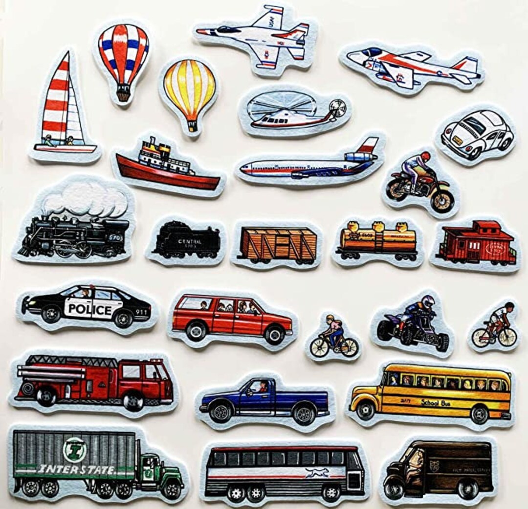 Transportation Felt Set Flannel Board Figures Cars Train Plane Boat - Etsy