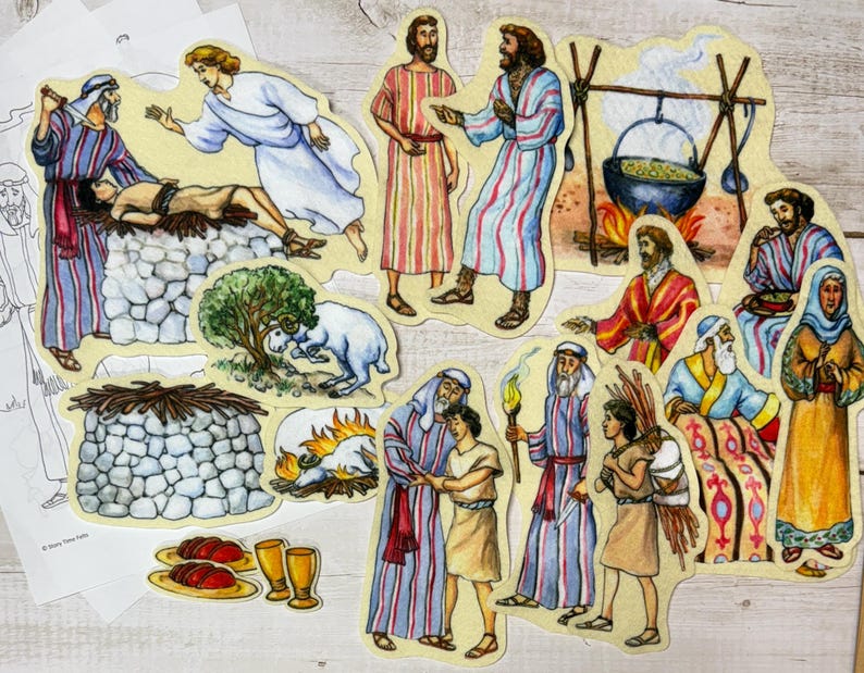 Abraham Isaac Jacob Esau Felt Figures for Bible Felt Flannel Board ...
