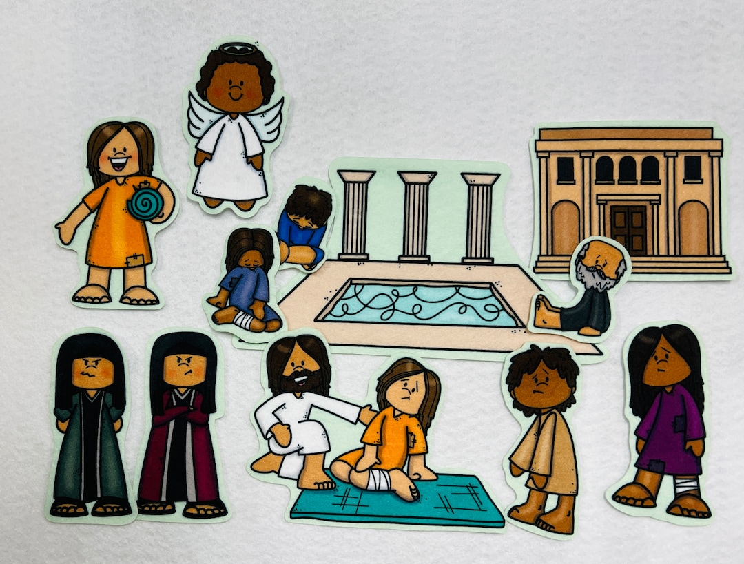 Jesus at the Pool of Bethesda Healing People Felt Figures for Bible ...