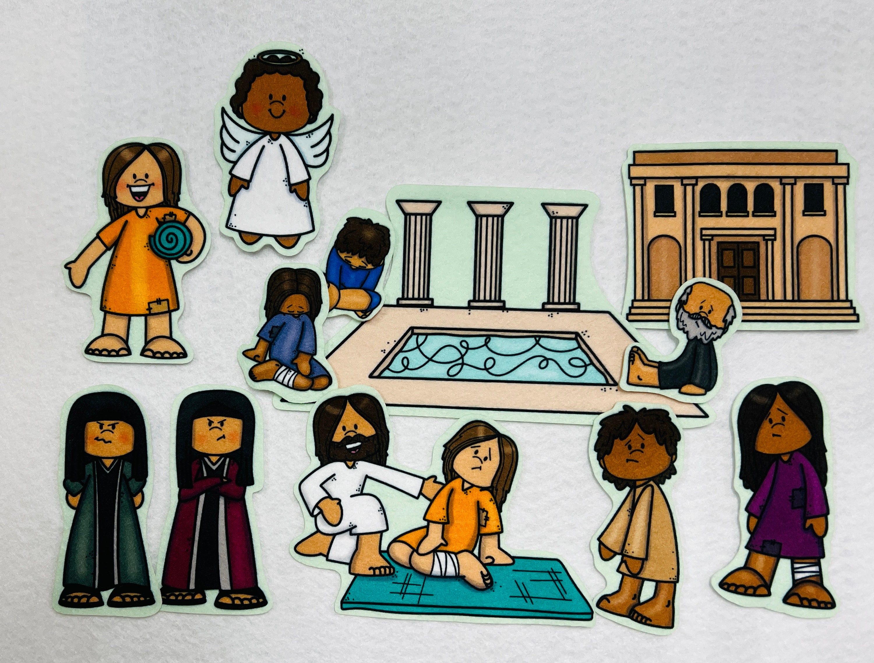 Jesus at the Pool of Bethesda Healing People Felt Figures for Bible ...