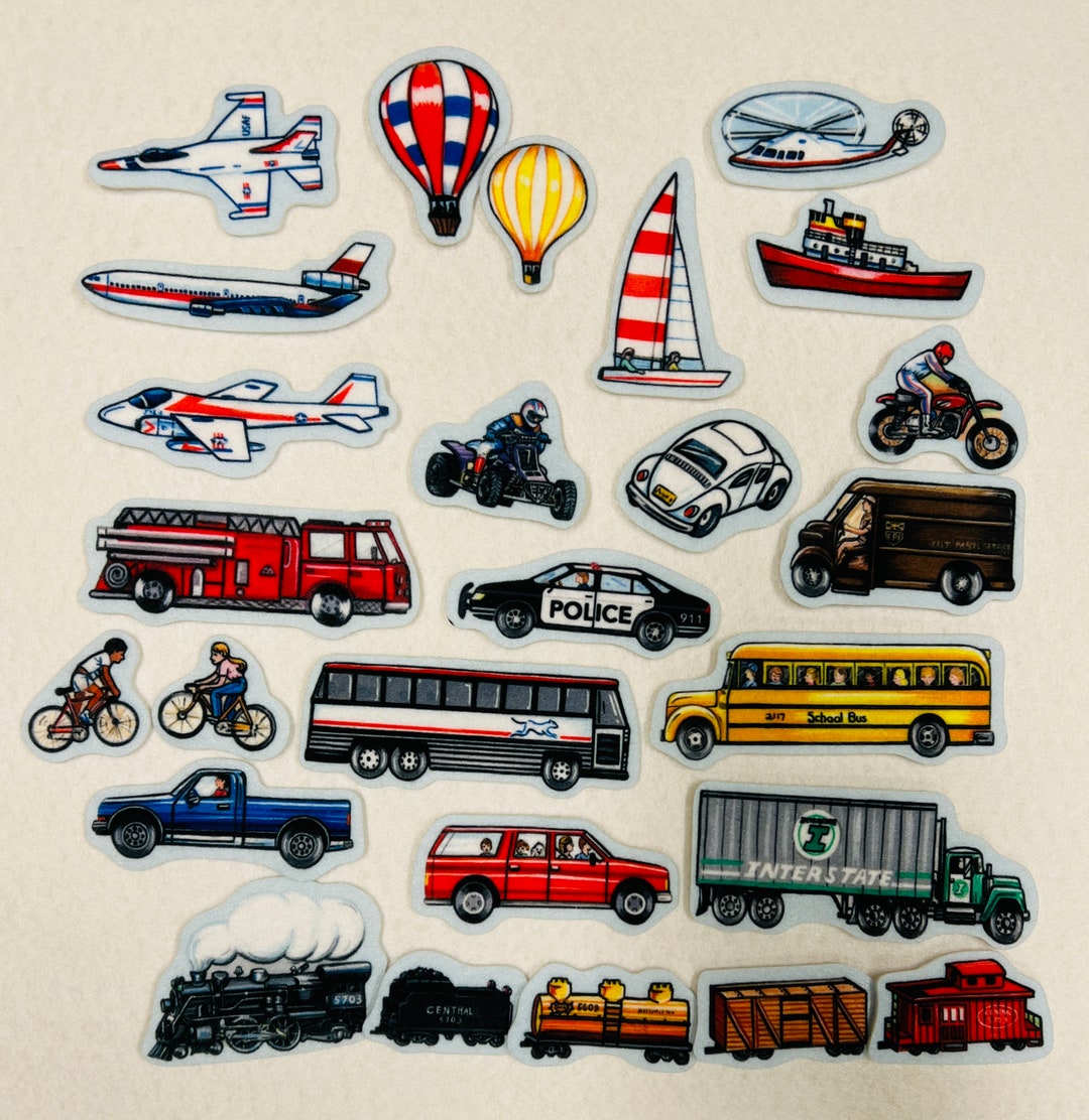 Small Transportation Felt Set Flannel Board Figures Cars Train Plane ...