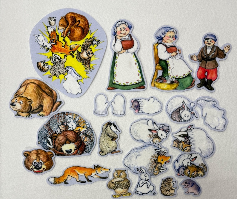 The Mitten Felt Figures Flannel Board Story Set Felt Board Stories Kids ...