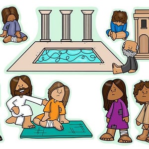 Jesus at the Pool of Bethesda Healing People Felt Figures for Bible ...