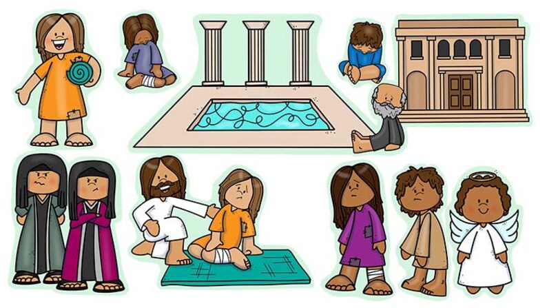 Jesus at the Pool of Bethesda Healing People Felt Figures for - Etsy