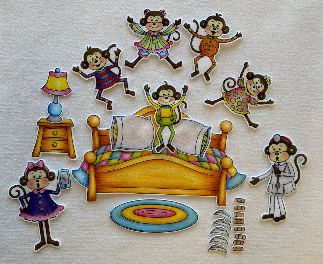 Five Little Monkeys Jumping on the Bed Felt Flannel Board Stories ...