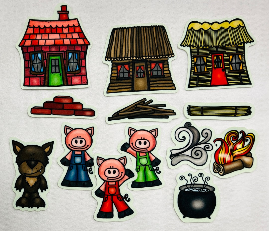 Small the Three Little Pigs Felt Figures Flannel Board Story Set Felt ...