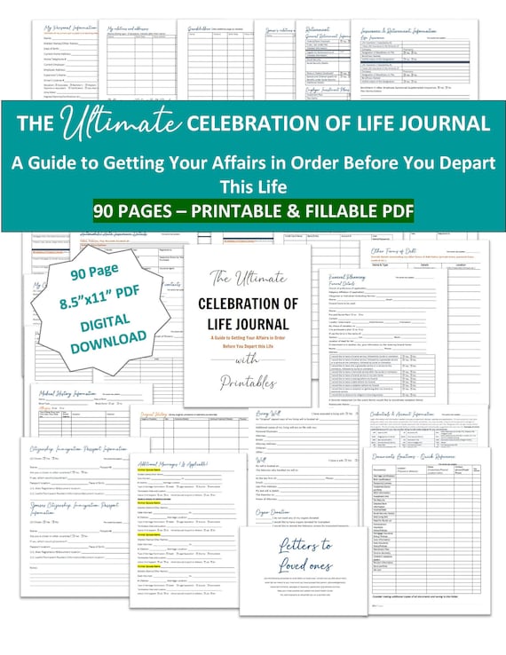 The Ultimate CELEBRATION OF LIFE Journal A Guide to Getting - Etsy