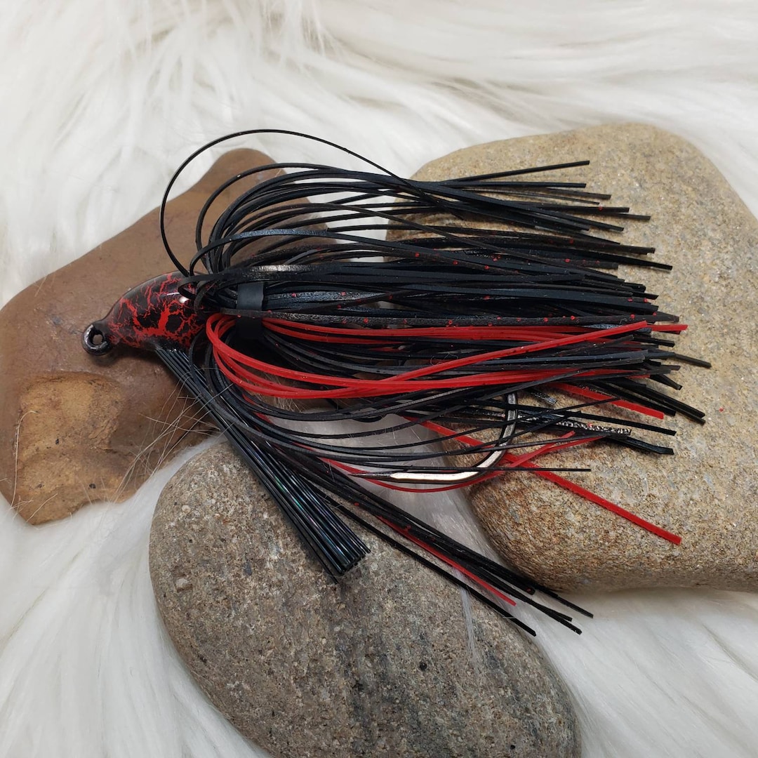 Red / Black Craw Swim Jig Fishing Lure. Custom Bass Fishing Lures ...