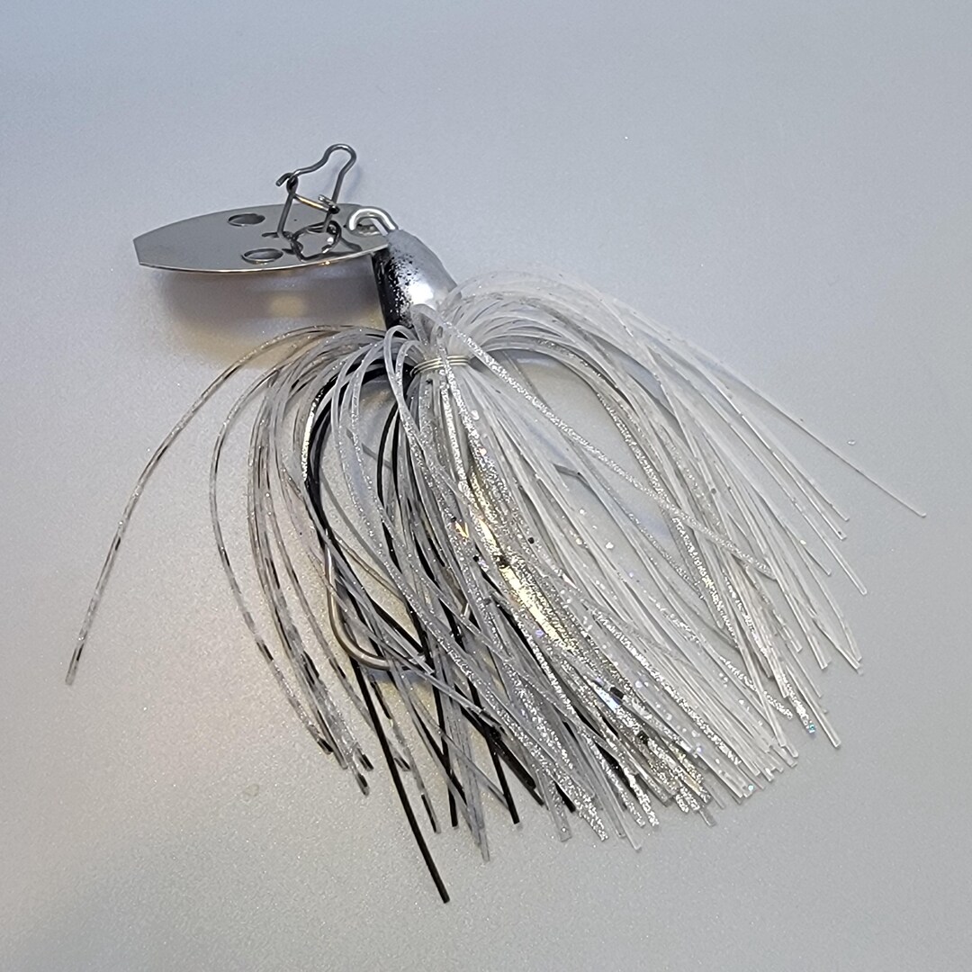 Silver Baitfish Vibrating Jig. Hand (wire Tied) Silicone Skirt. Bass ...